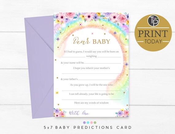 Rainbow DEAR BABY CARD Instant Download Wishes for Baby Card | Etsy