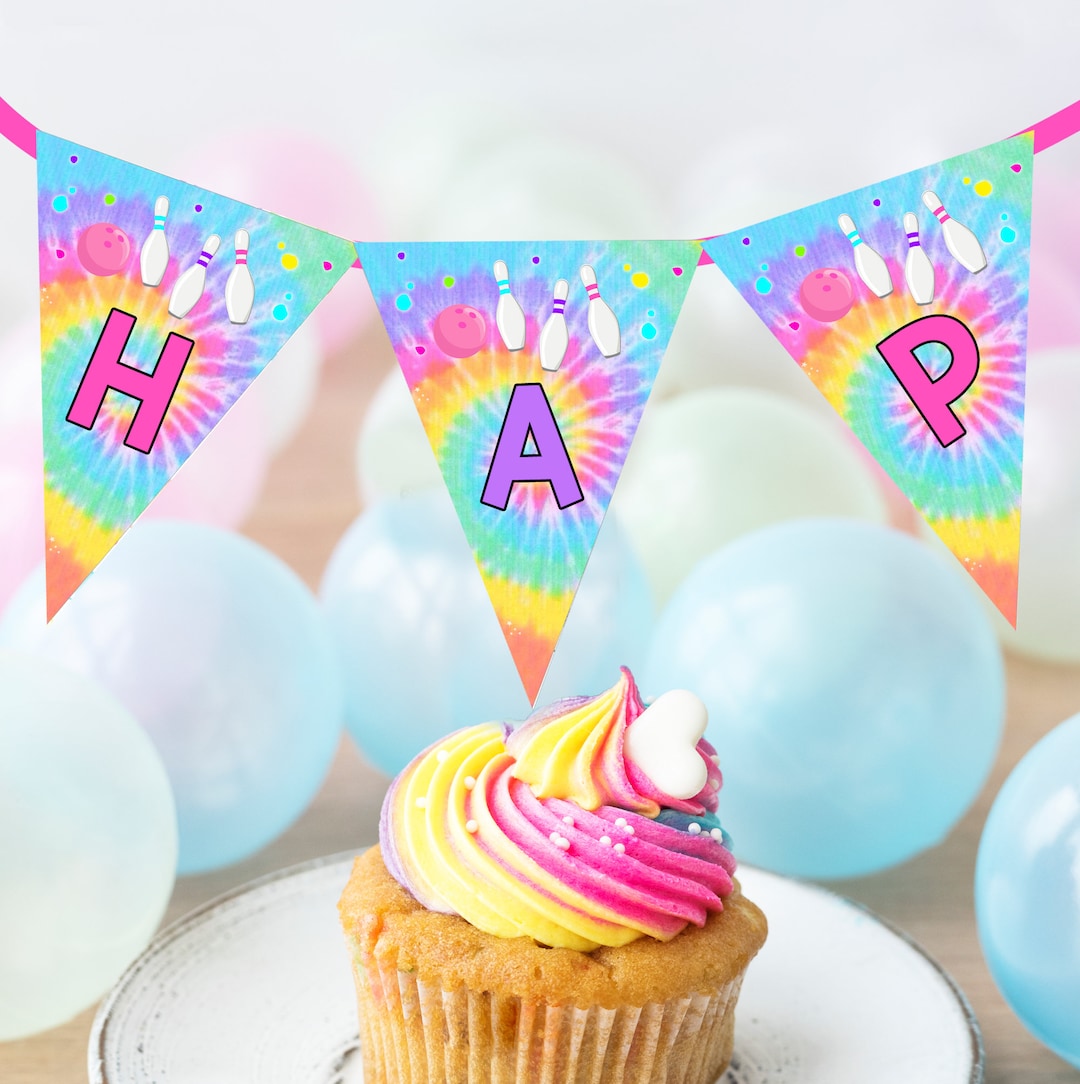 BOWLING BANNER Editable Bowling Party Flag Bowling Birthday Banner Tie ...