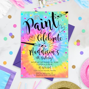 PAINT PARTY INVITATION Instant Download Tie Dye Paint Invitation ...