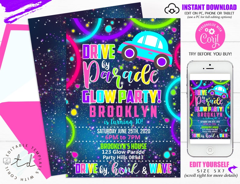 Drive by Birthday Invitation Instant Download Cars Invitation - Etsy