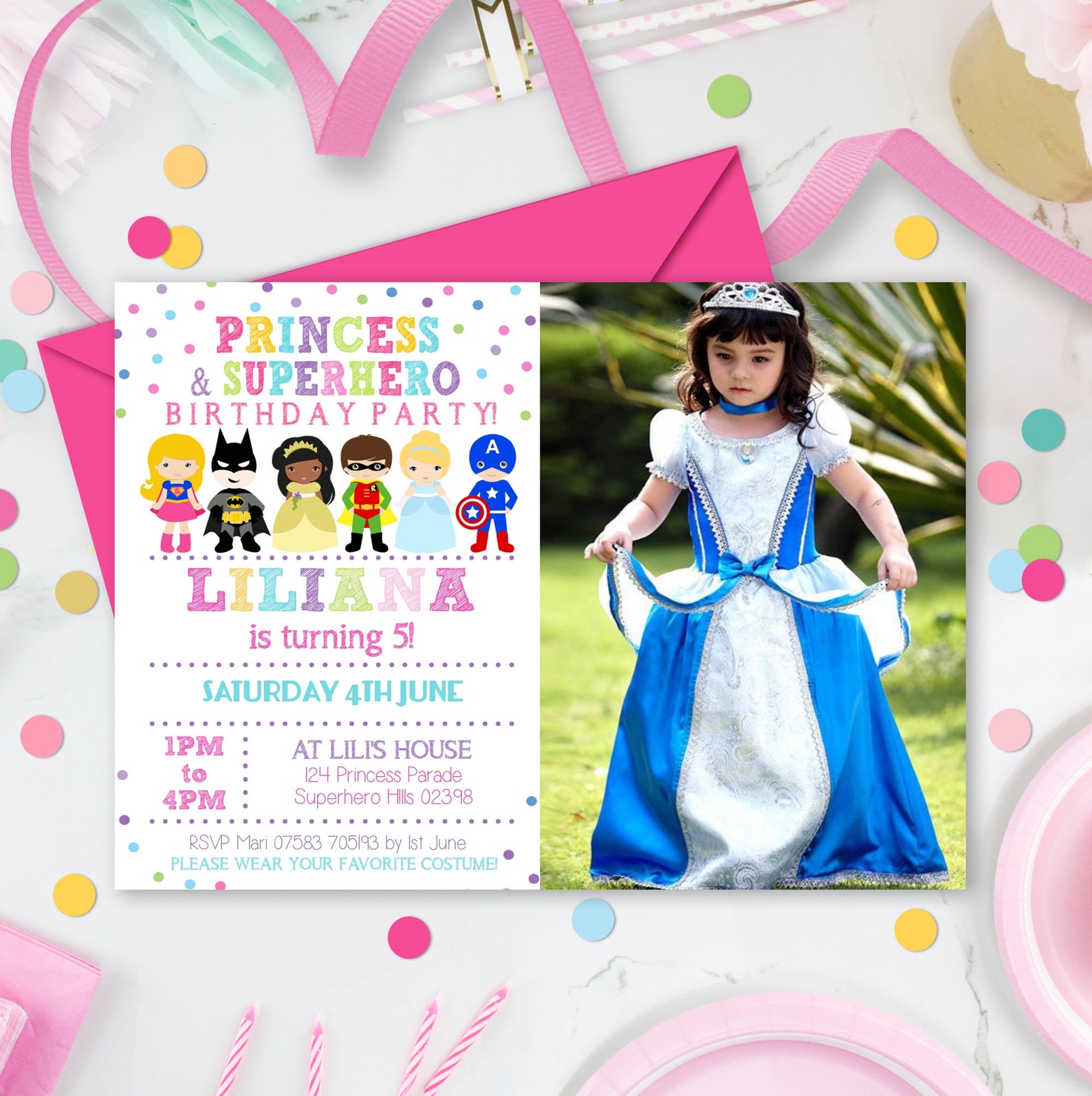 PRINCESS SUPERHERO PARTY Invitation Instant Download Princess | Etsy