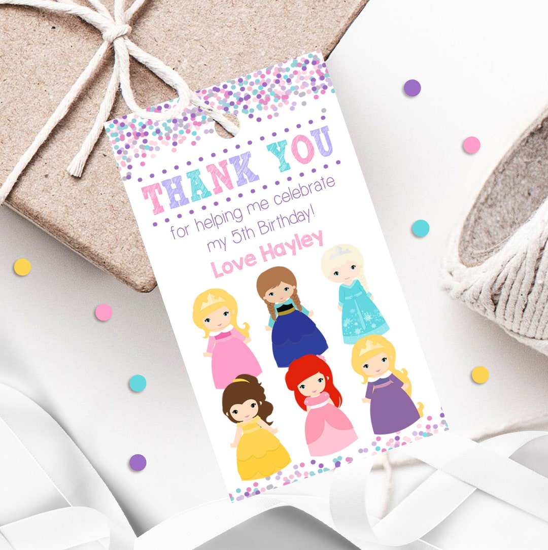 Princess Favor Tags Editable Princess Pastel Gift Tags - Etsy