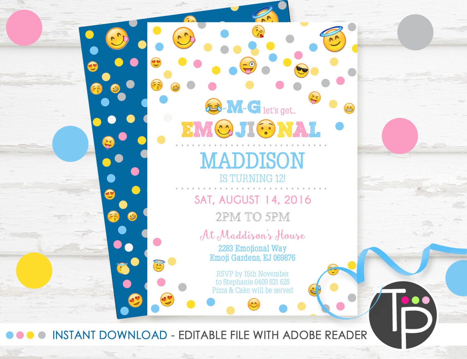 EMOJI Invitation INSTANT DOWNLOAD Emoji Invitation Emoji | Etsy