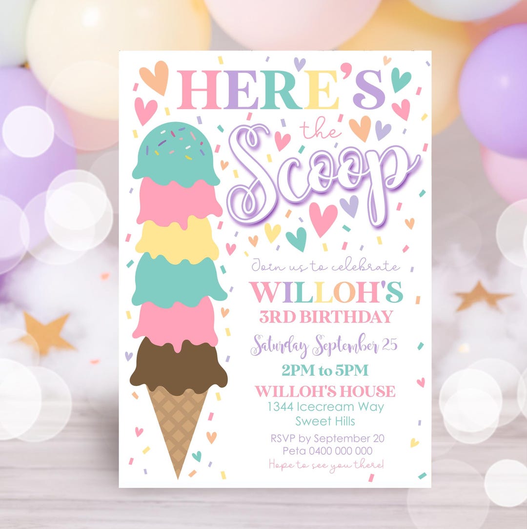 ICE CREAM INVITATIONS Icecream Party Invitation Sweets Invitation ...