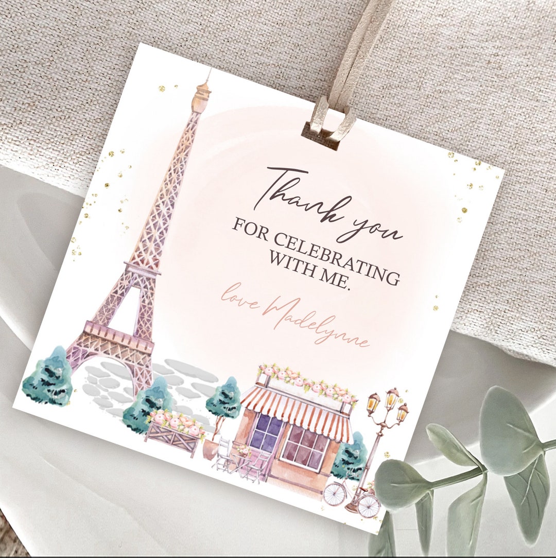 PARIS FAVOR Tag Editable Paris Gift Tags Printable Paris Cafe Favor Tag ...