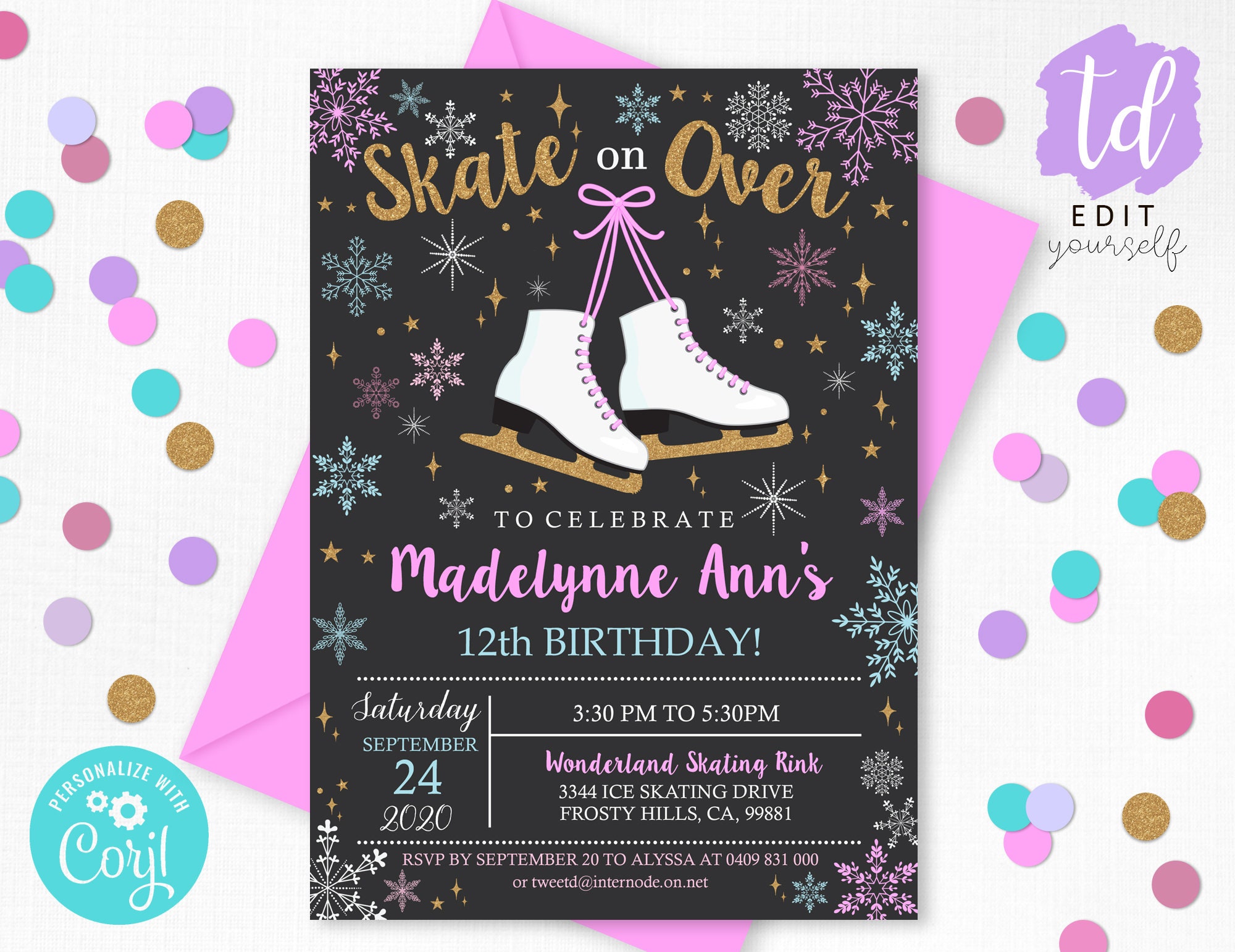 ICE SKATING Party Invitation Instant Download Ice Skating - Etsy