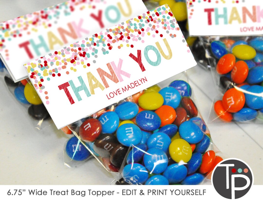 Confetti Treat Bag Topper Confetti Sandwich Bag Topper Rainbow - Etsy