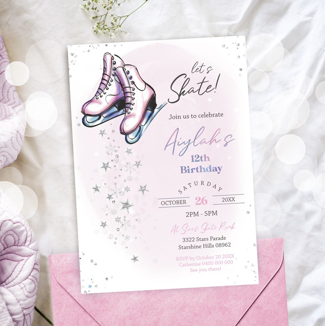 ICE SKATING INVITATION Instant Download Ice Skating Birthday Invitation ...
