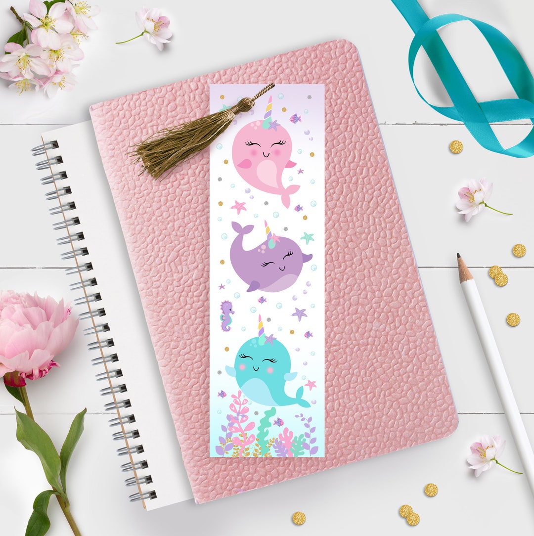 NARWHAL Bookmark Instant Download Bookmark Favor Narwhal Bookmark Girl ...