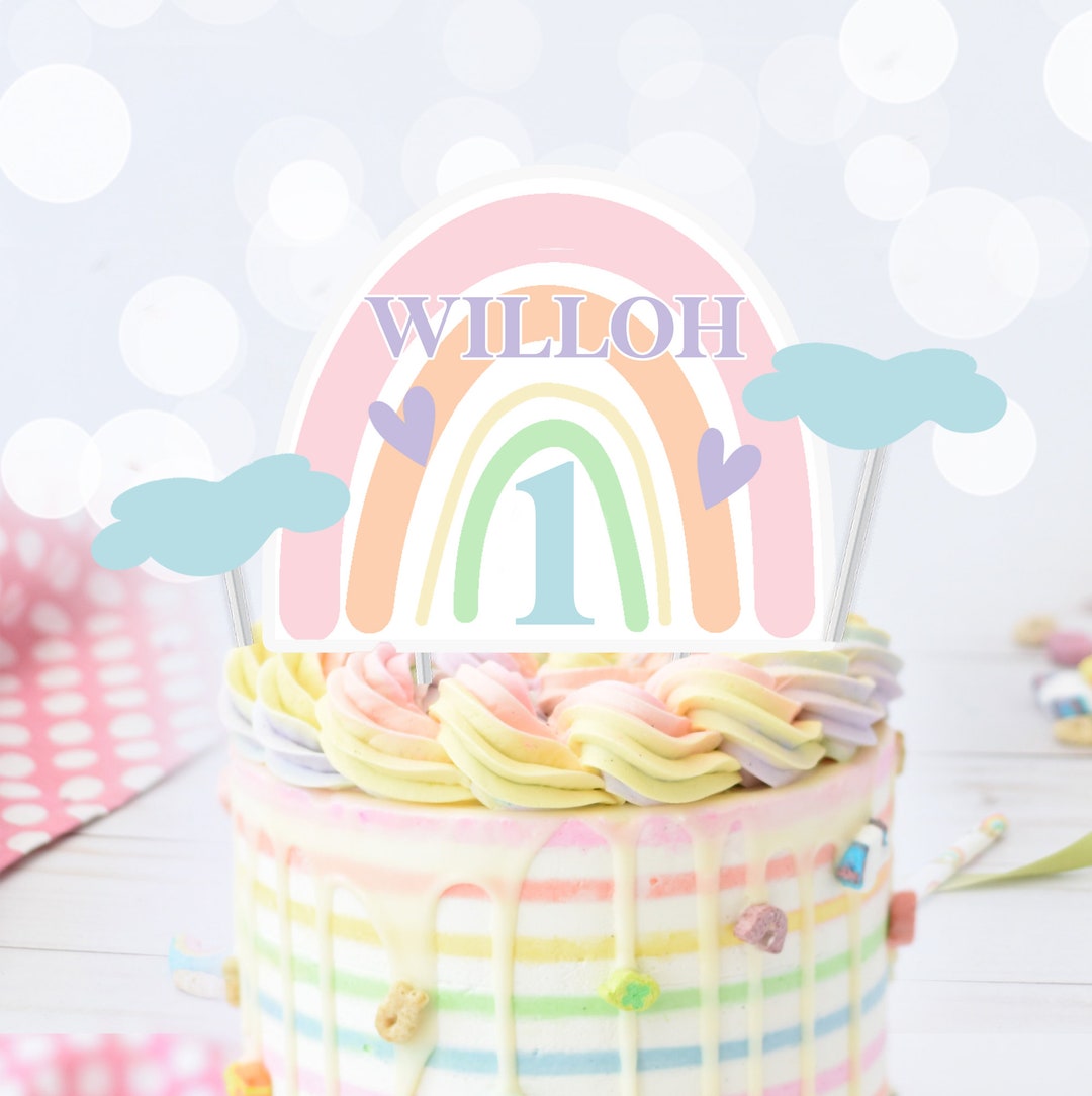 RAINBOW Cake Topper Download Modern Rainbow Cake Toppers Editable ...