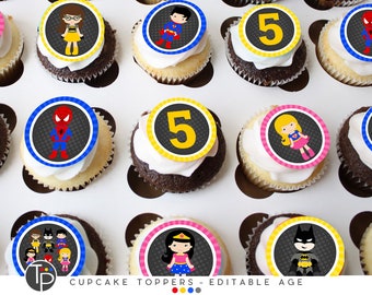 Girl Superhero Cupcake Toppers Printable Superhero Party - Etsy