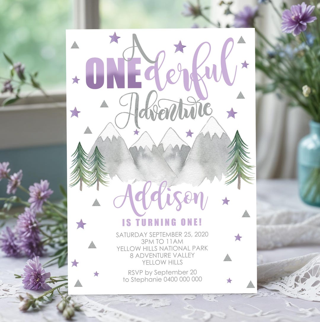 A ONEDERFUL ADVENTURE Invitation Editable Adventure Birthday Invitation ...