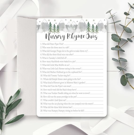 Nursery Rhyme Quiz Game Instant Download Baby Shower Games | Etsy