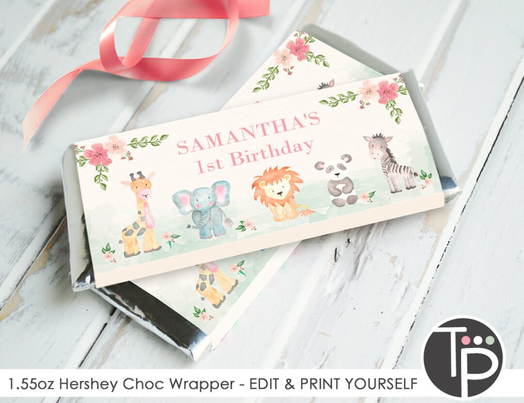 Jungle Animal Candy Bar Wrappers Girl Jungle Animal Chocolate - Etsy