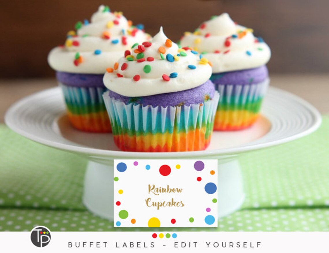 Rainbow Buffet Labels Instant Download Food Labels Confetti - Etsy ...