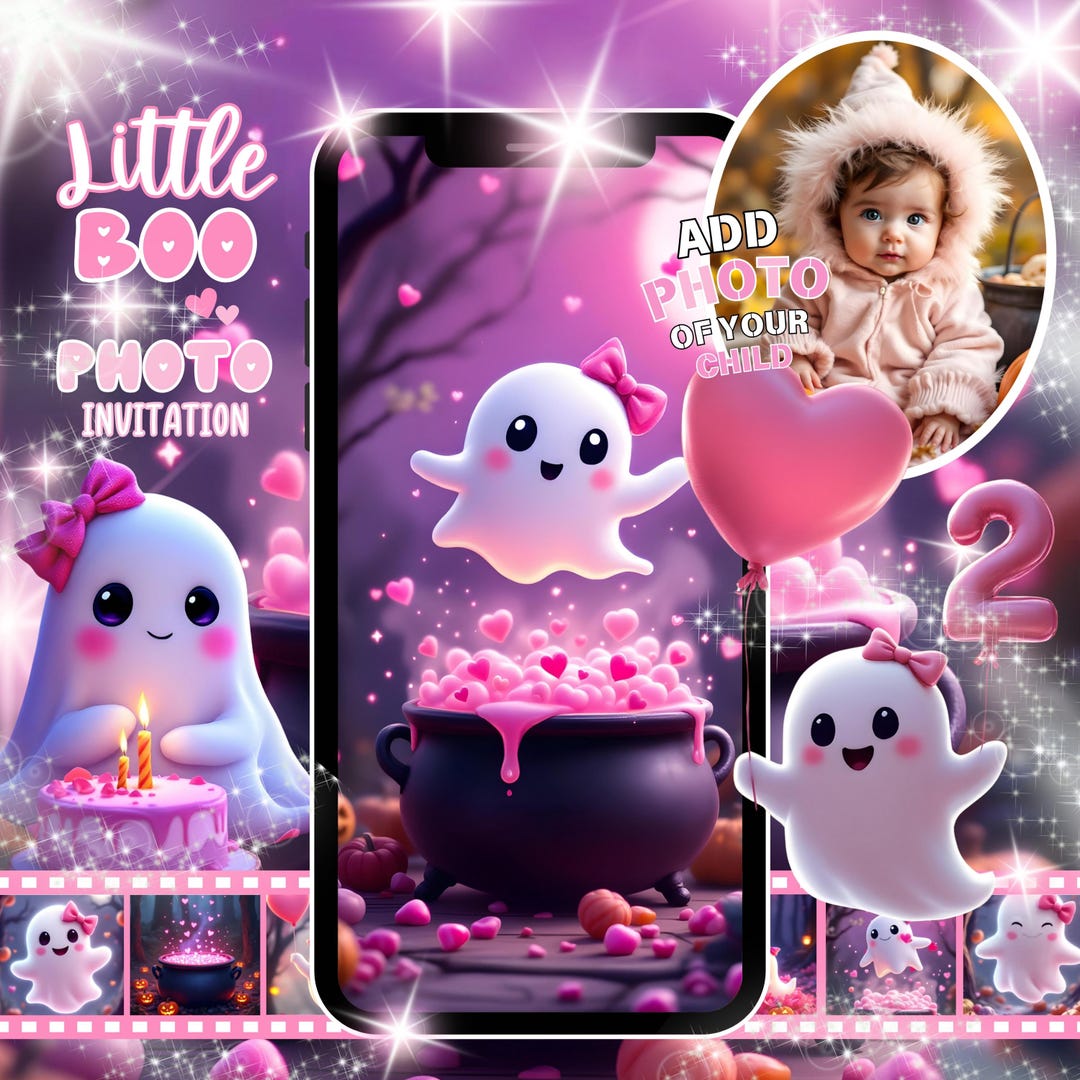 Little Boo Birthday Video Invitation: Animated Ghost Evite - Etsy