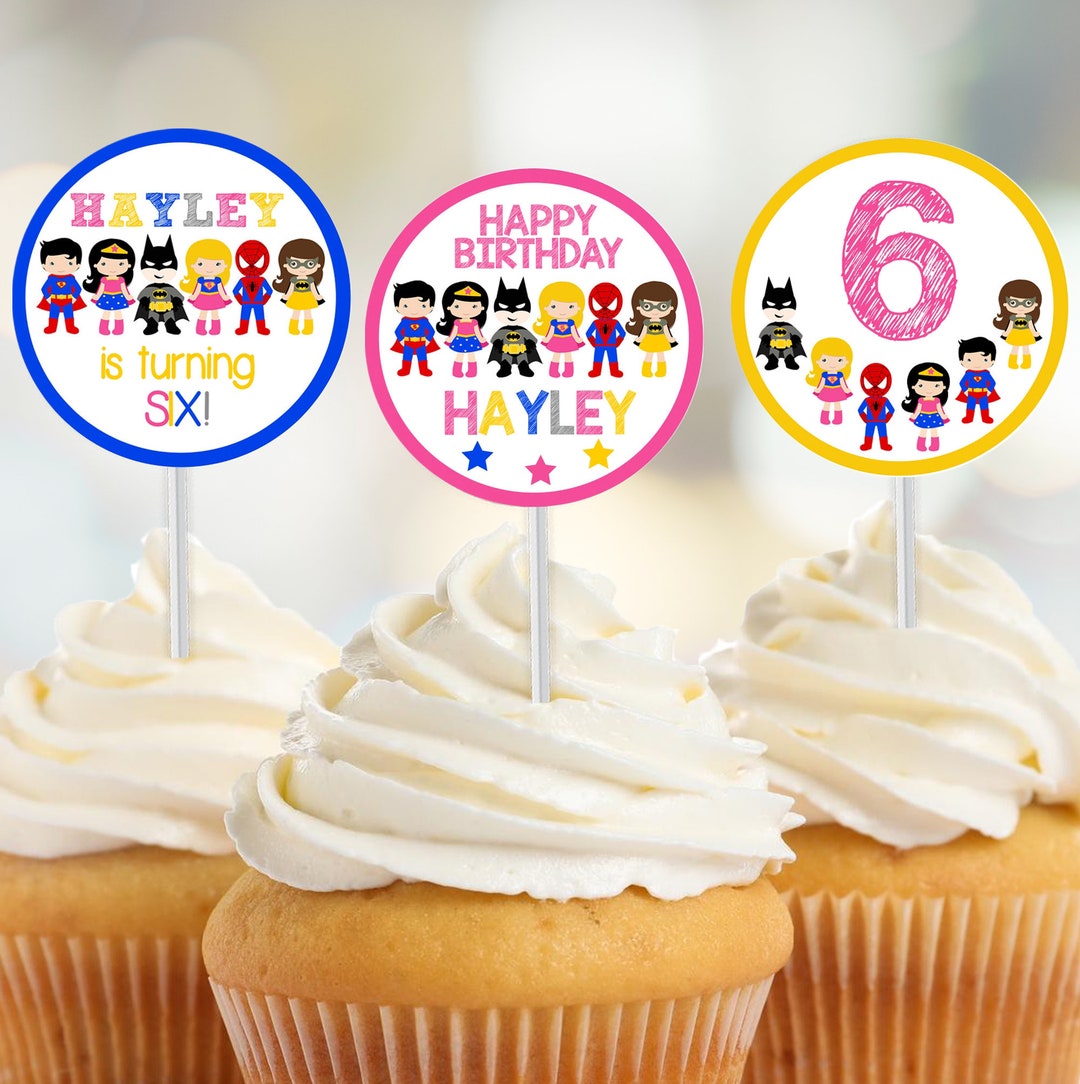 SUPERHERO Cupcake Toppers Instant Download Superhero Cupcake Toppers ...