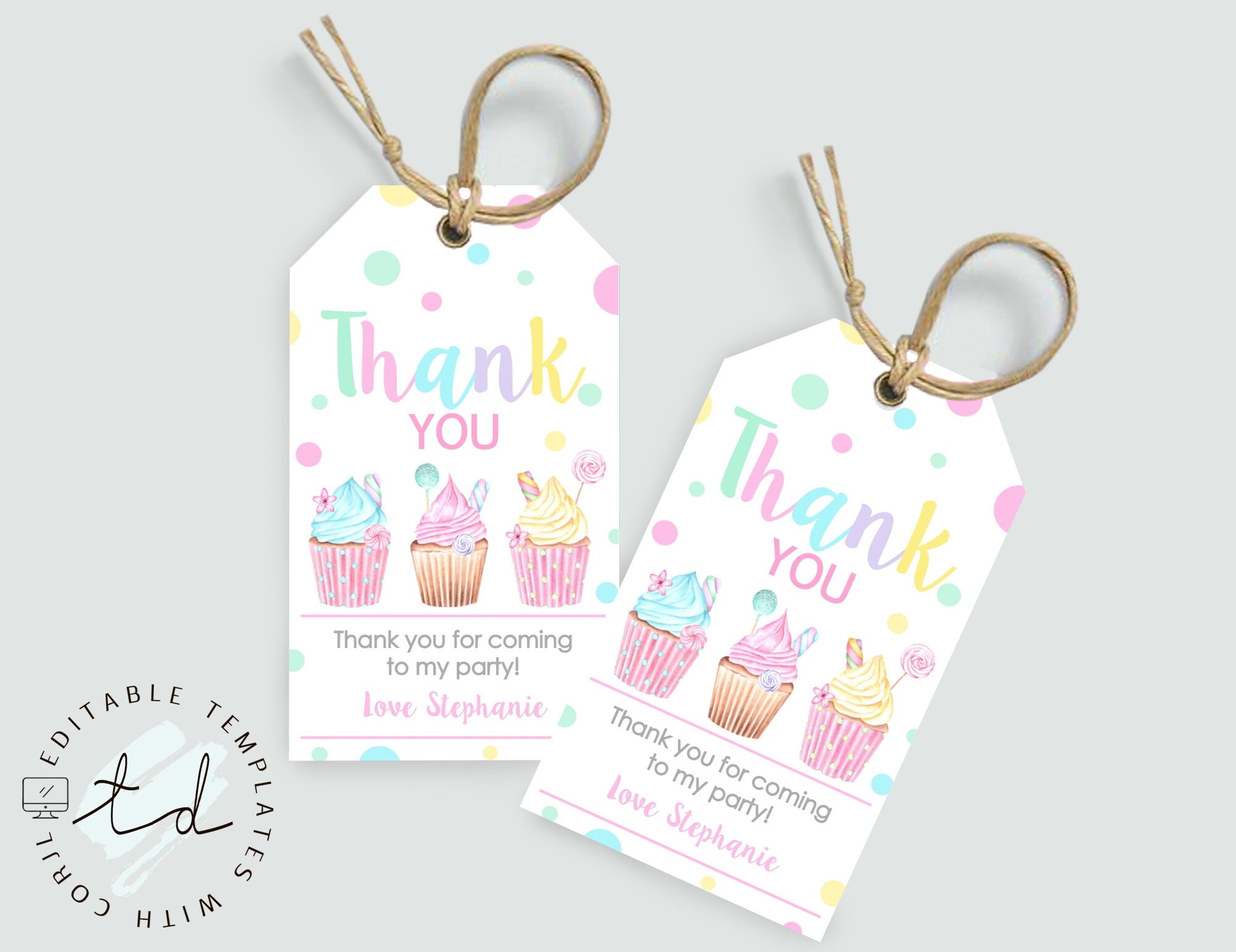Cupcake Favor Tags Instant Download Cupcake Party Tags | Etsy