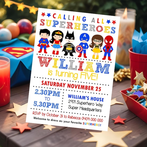 Superhero Invitation - Etsy