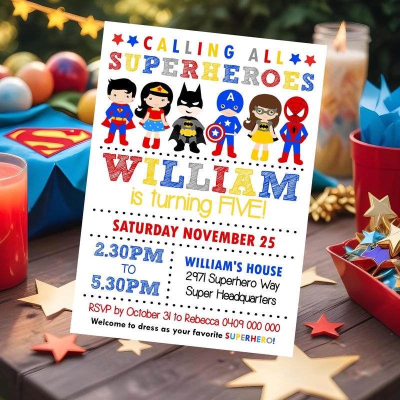 Superhero Invitation - Etsy