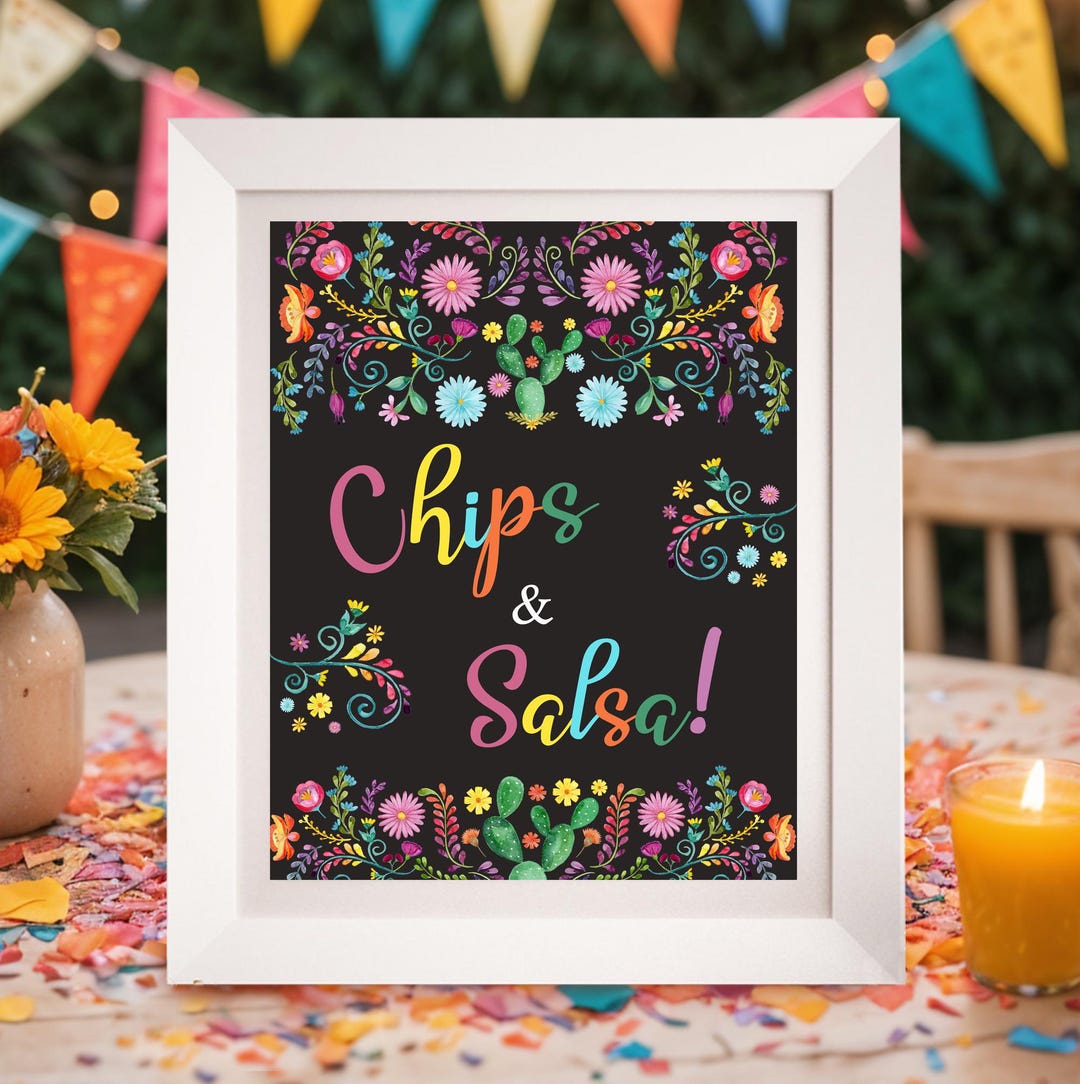 CHIPS AND SALSA Sign Instant Download Fiesta Sign Printable Chips and ...