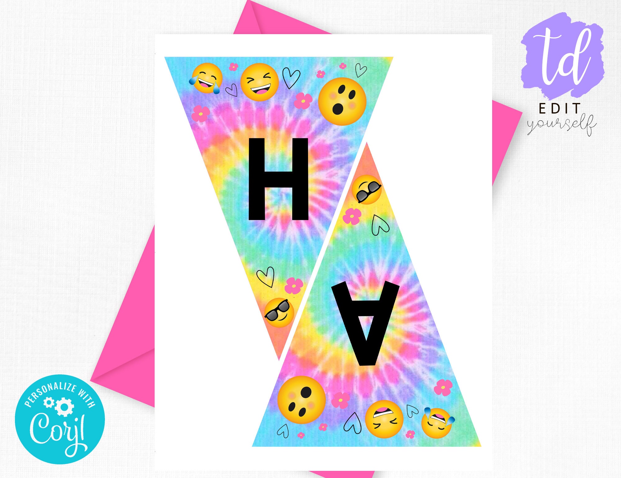 Emoji Birthday Banner: Editable Party Flags (digital Download) - Etsy ...