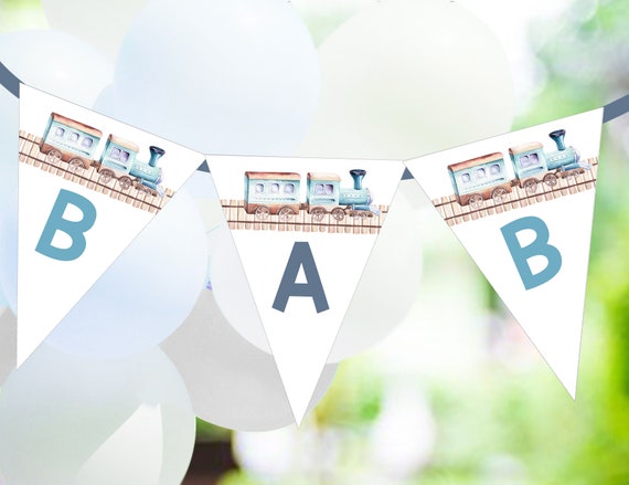TRAIN BUNTING FLAGS Editable Train Party Flags Editable Train - Etsy