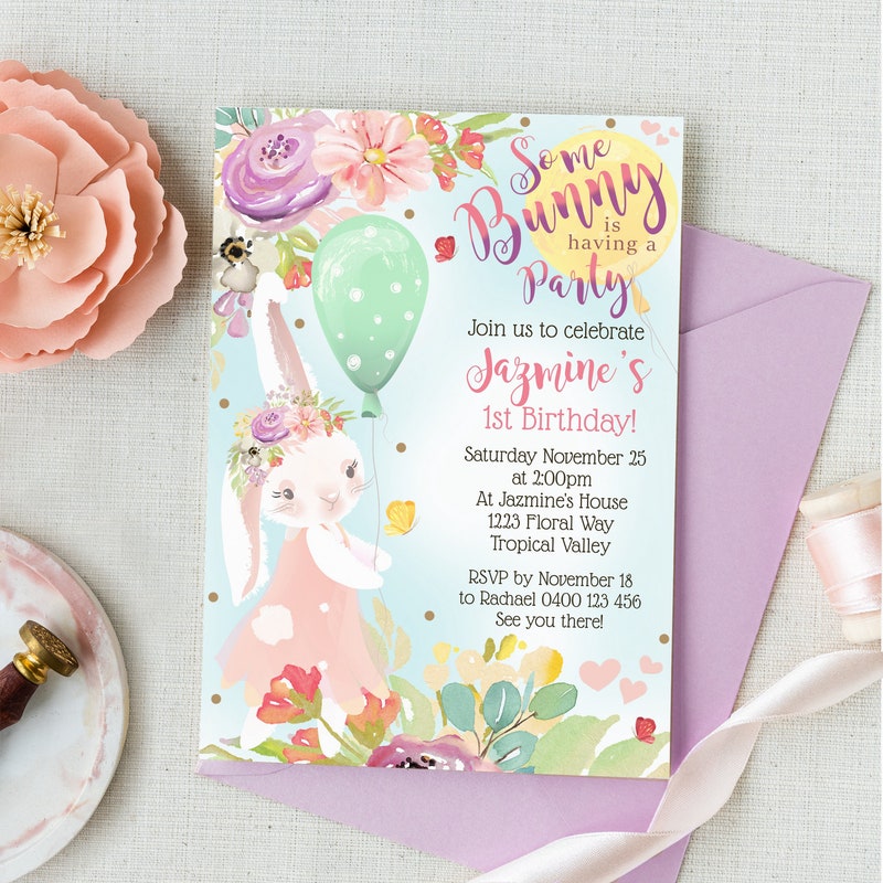 Bunny Party Invitation - Etsy