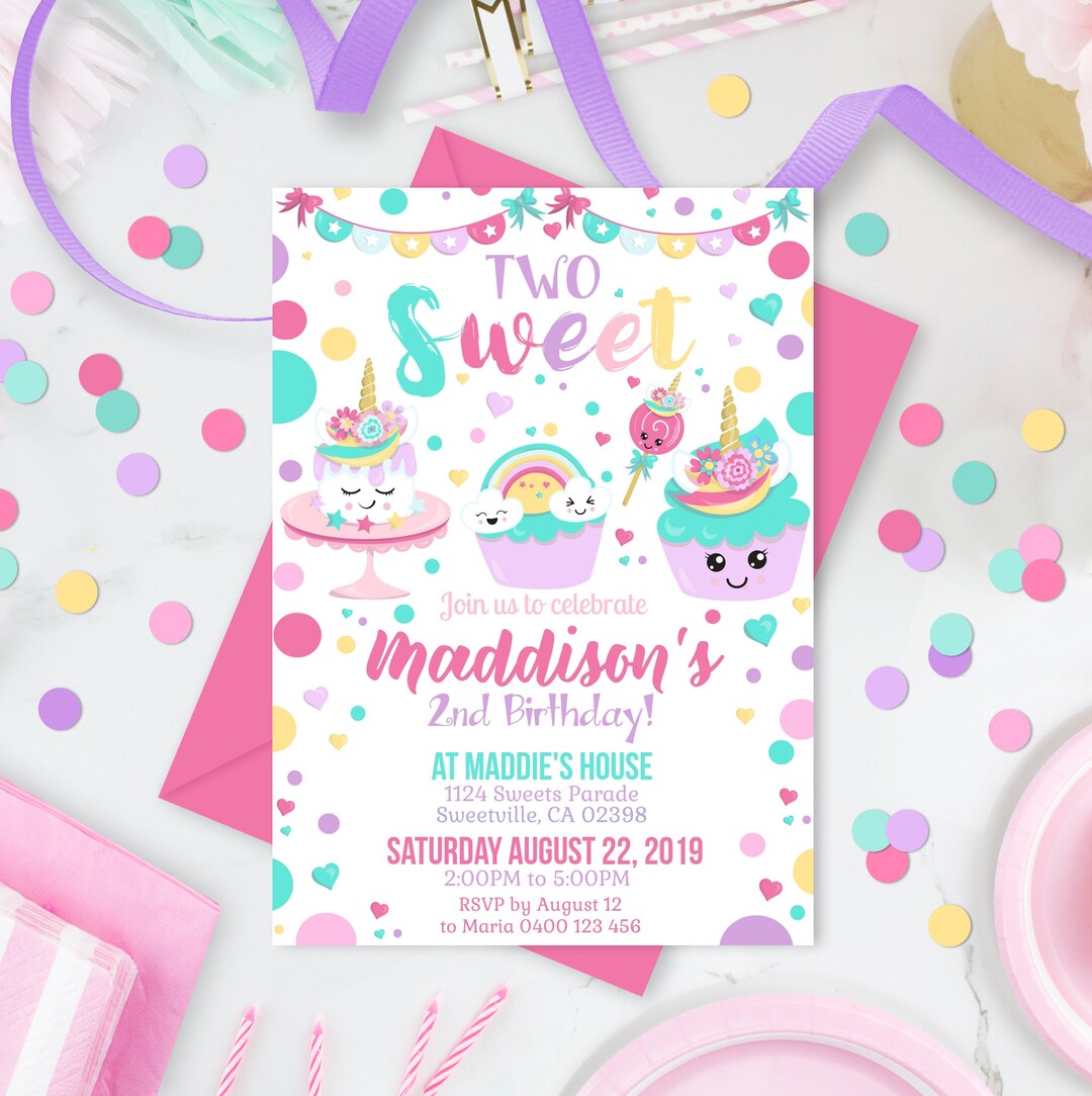 TWO SWEET INVITATION Sweets Party Invitation Candy Invitation - Etsy