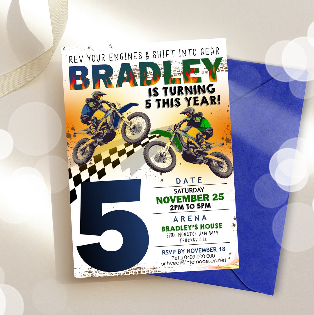 MOTORBIKE Invitation INSTANT DOWNLOAD Dirt Bike Invitation Editable ...