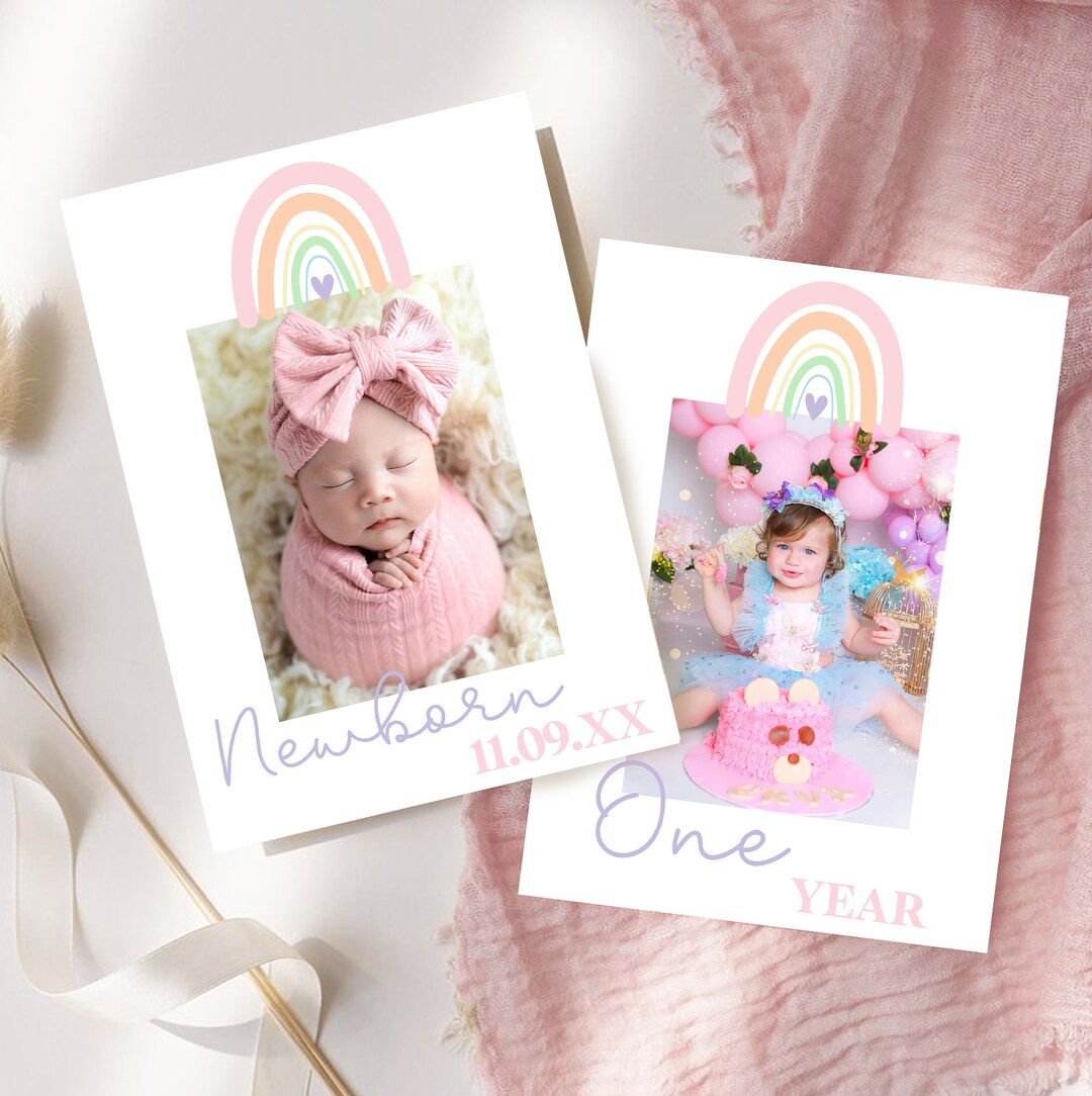 Pastel Rainbow First Birthday Photo Banner (digital Download) - Etsy