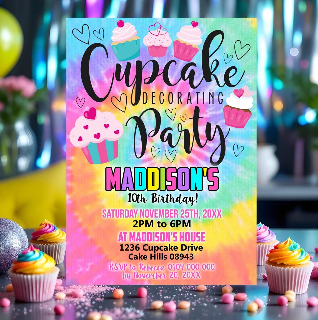 Cupcake Decorating Party Invitation: Editable Baking Invite (5x7 ...