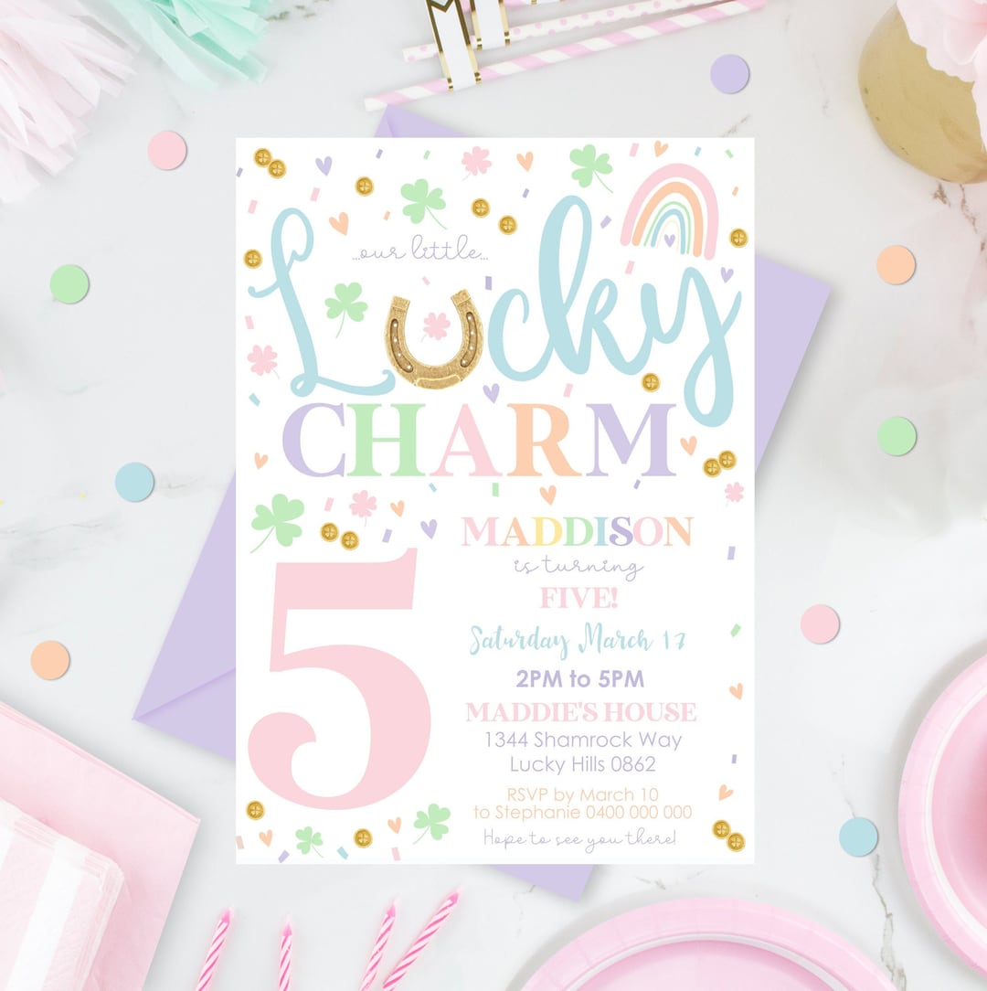 LUCKY CHARM Birthday Invitation Saint Patricks Birthday Invitation ...