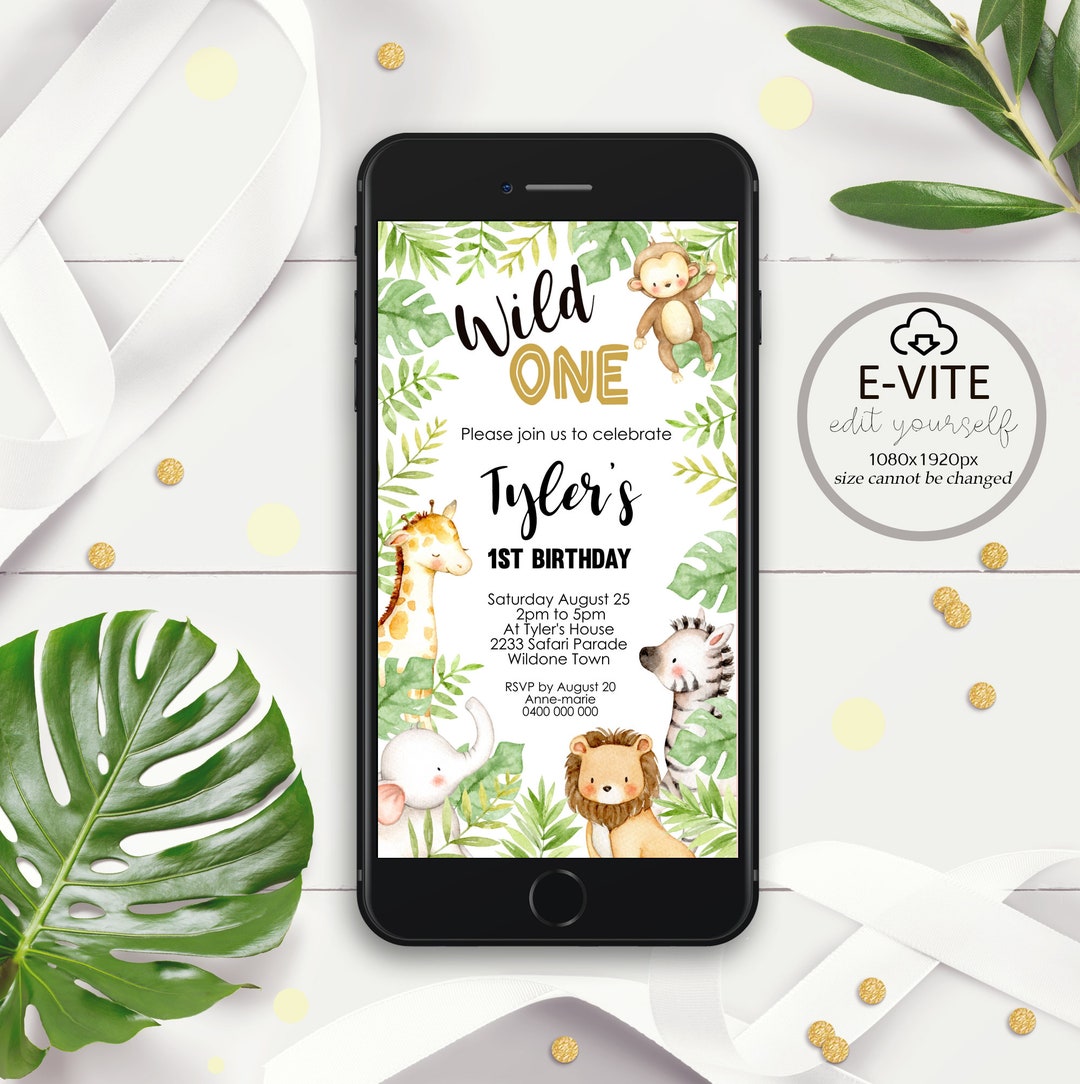 JUNGLE ANIMALS E-vite SMS Jungle Animals Invitation Safari Electronic ...