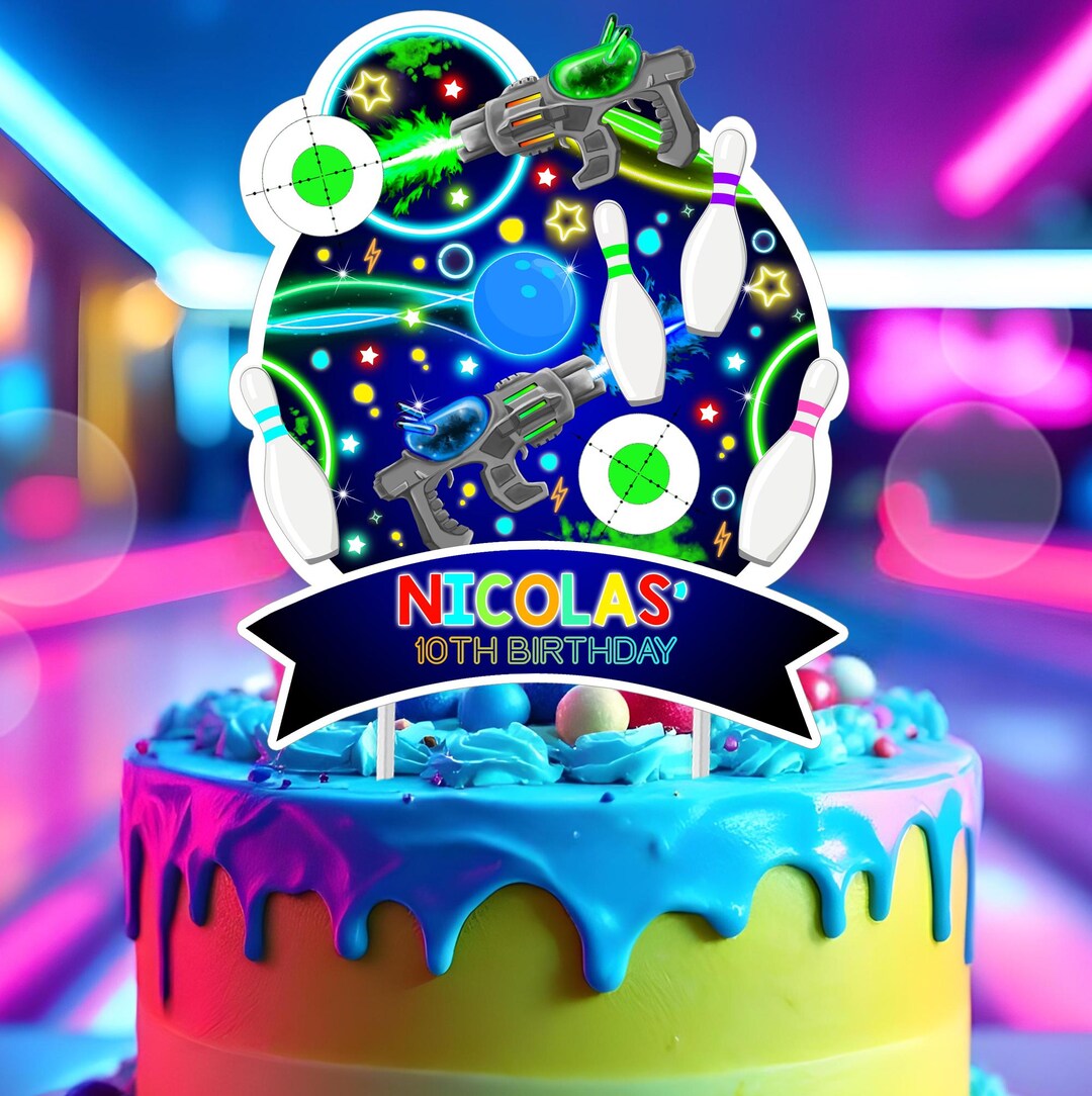 Laser Tag and Bowling Cake Topper Download Laser Tag Cake Topper ...