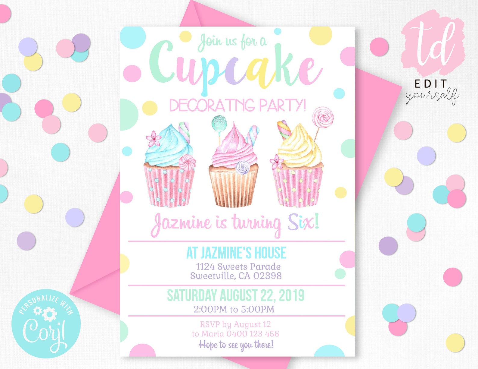 Cupcake Decorating Party Invitation Cupcake Invitation Cupcake - Etsy