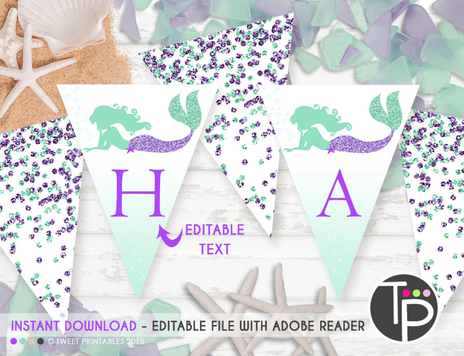 MERMAID BANNER Mermaid Bunting Mermaid Bunting Flags - Etsy