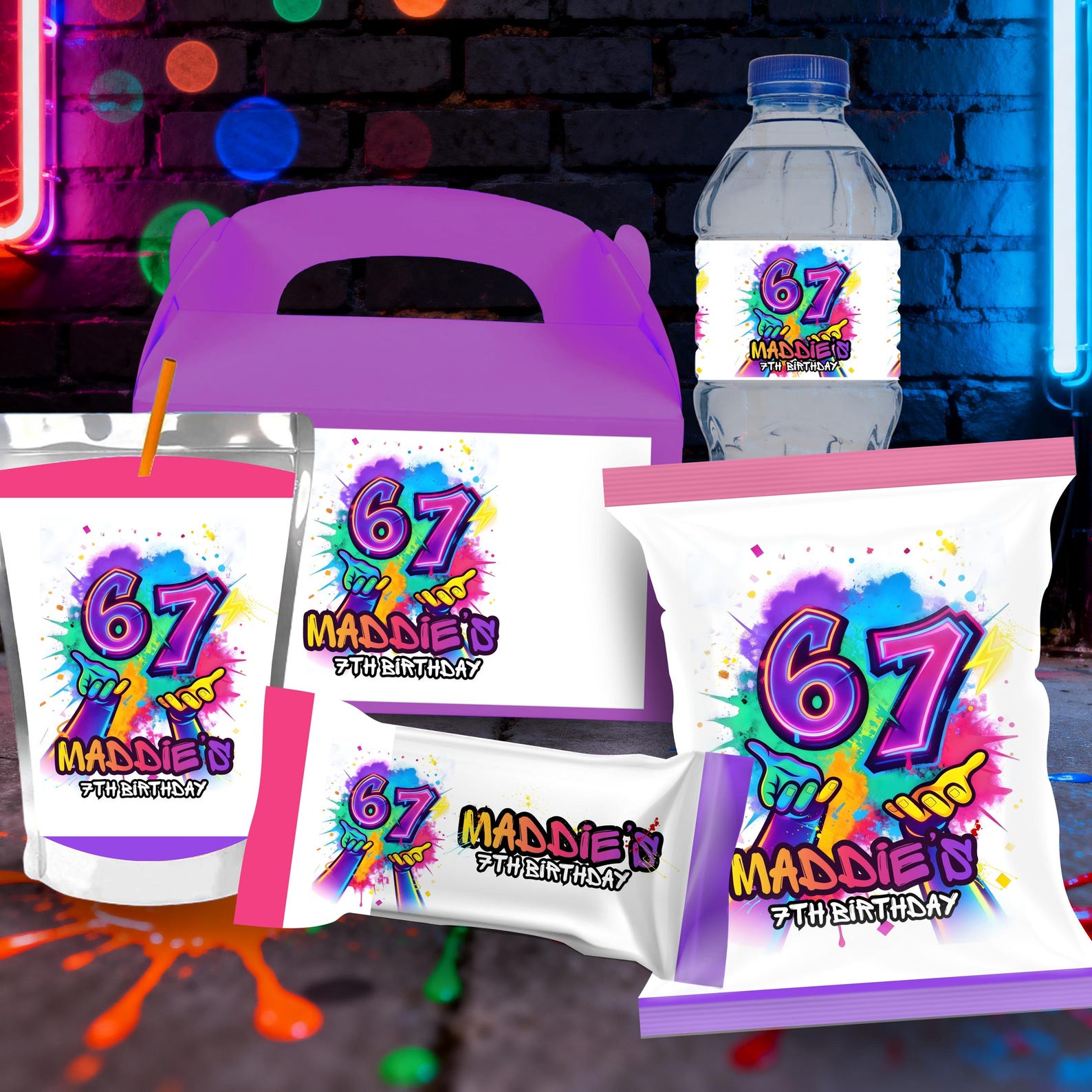 Six Seven Party Package | Girl 6-7 Snack Bundle Printable | Chip ...