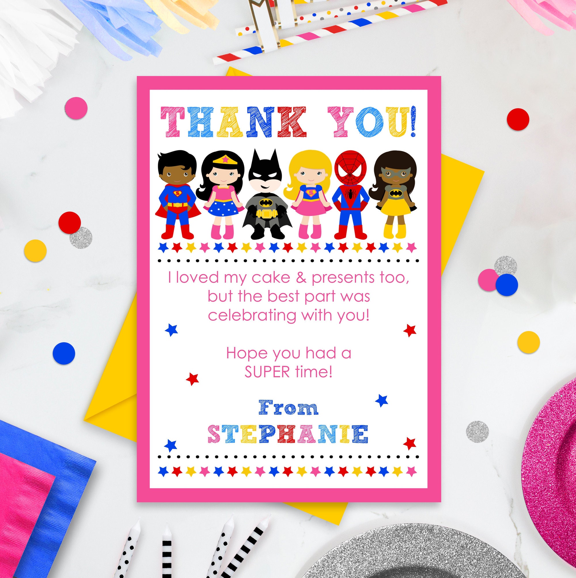 SUPERHERO THANK YOU Card Instant Download Superhero Thank You - Etsy