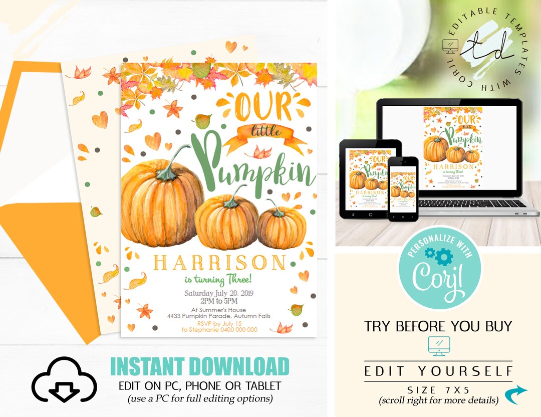 PUMPKIN INVITATION FALL Party Invitation Our Little Pumpkin - Etsy