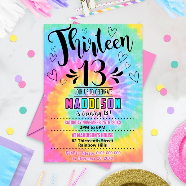 Thirteenth Birthday Invitations - Etsy