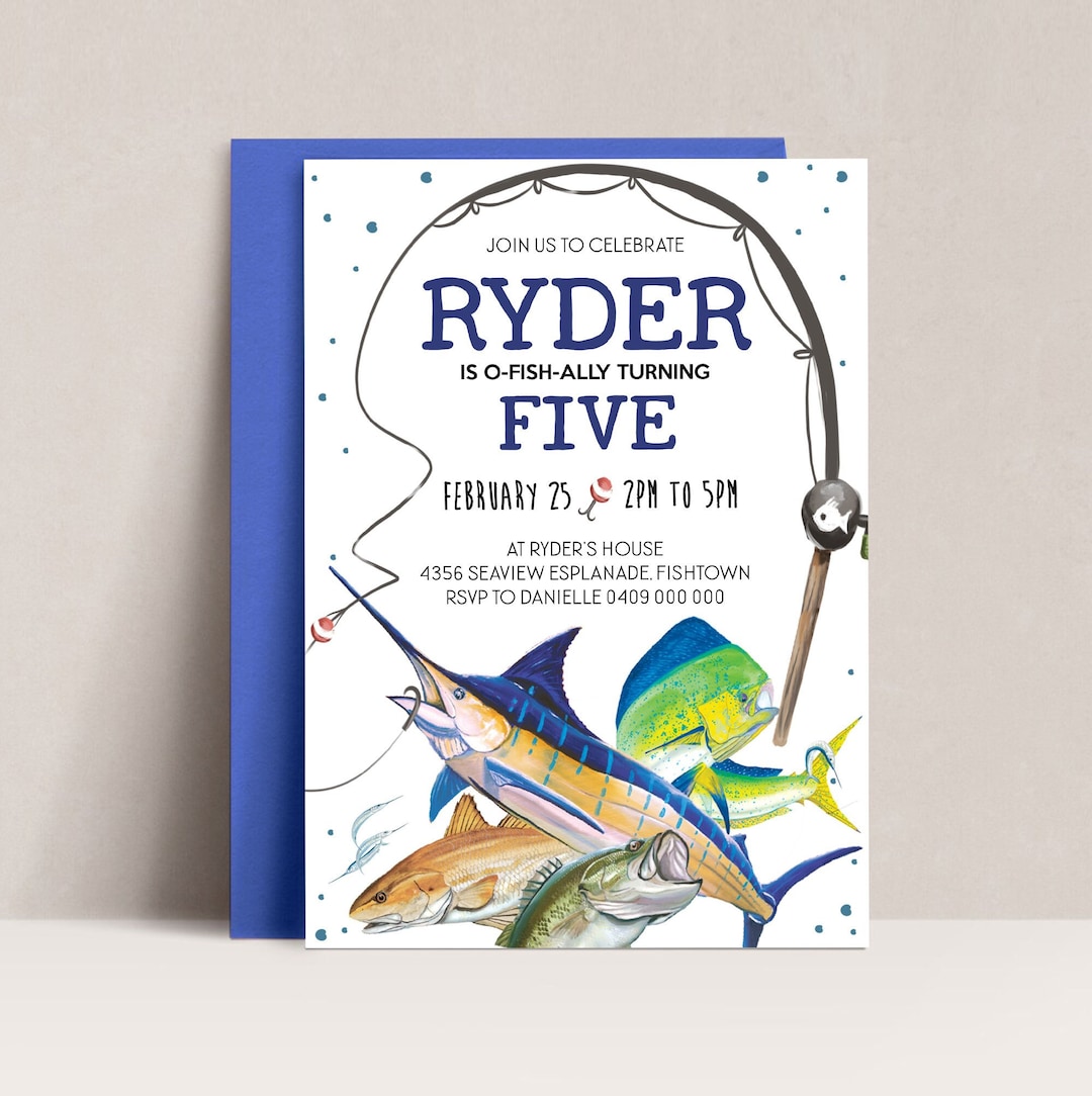 FISHING BIRTHDAY INVITATION Editable Fish Party Invitation Printable ...
