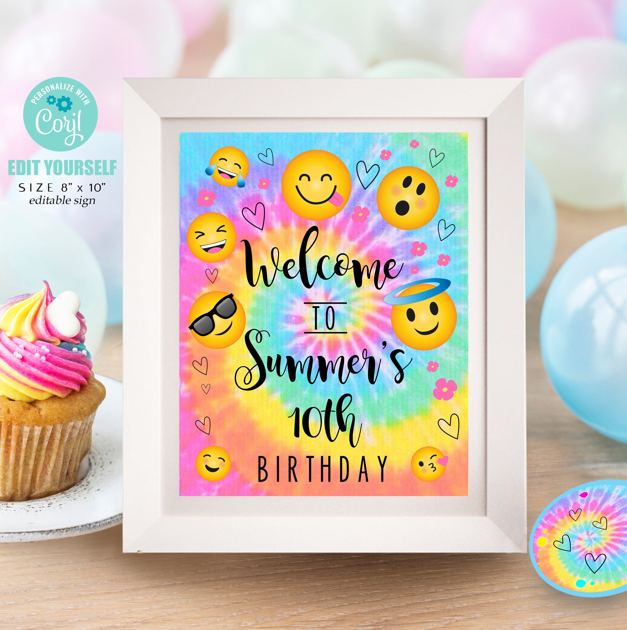 EMOJI WELCOME SIGN Instant Download Emoji Tie Dye Welcome Sign - Etsy ...