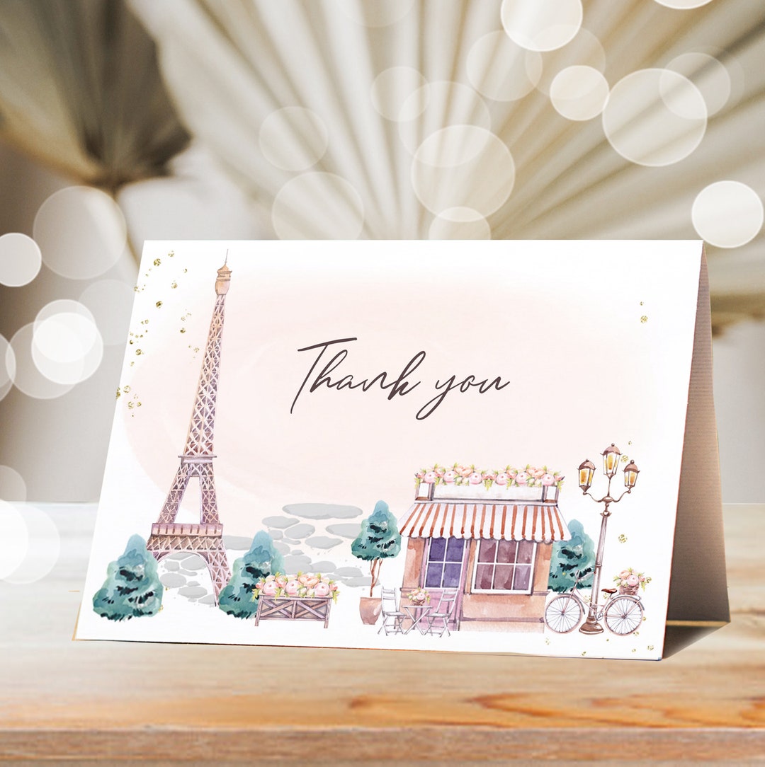 PARIS THANK You Card Printable Paris Cafe Folding Thank You Card Paris ...