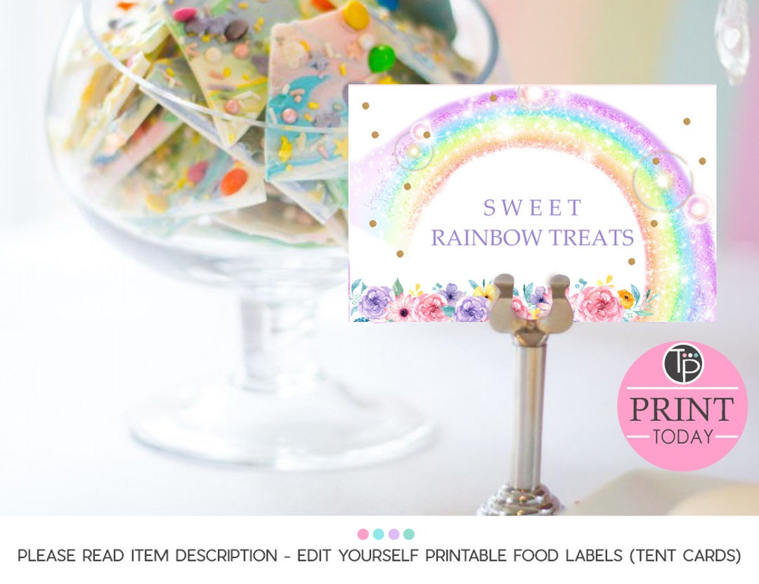 Rainbow Food Labels Instant Download Buffet Food Labels - Etsy