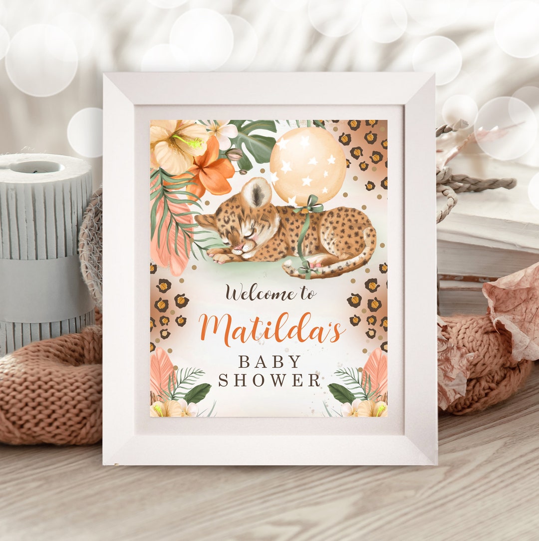 Cheetah Party Signs Editable Cheetah Baby Shower Signs Cheetah Party ...