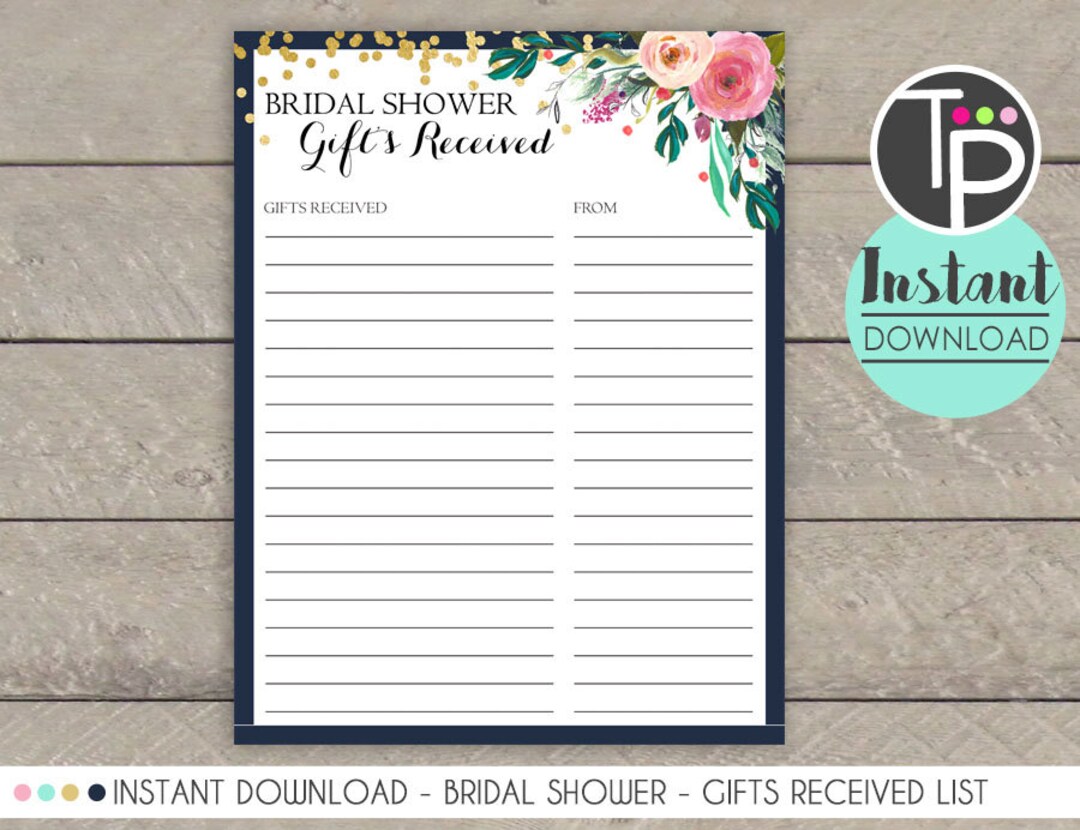 GIFT RECEIVED LIST Watercolor Flowers Gift Received List - Etsy