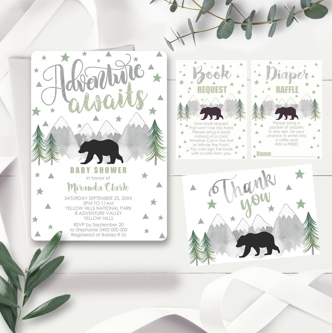 ADVENTURE Baby Shower Invitation Green Adventure Baby Shower Invitation ...