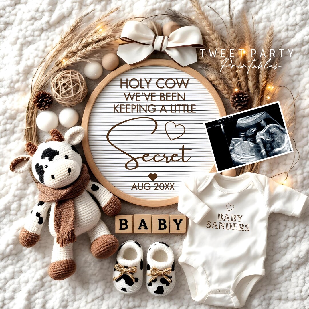 Holy Cow Pregnancy Announcement: Western Theme Baby Reveal (digital ...