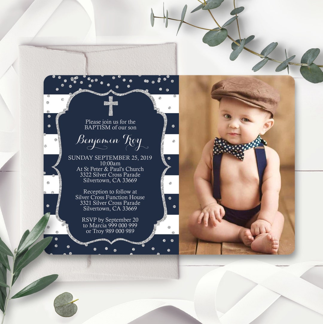 Boy Photo Baptism Invitation Instant Download Editable Baptism ...